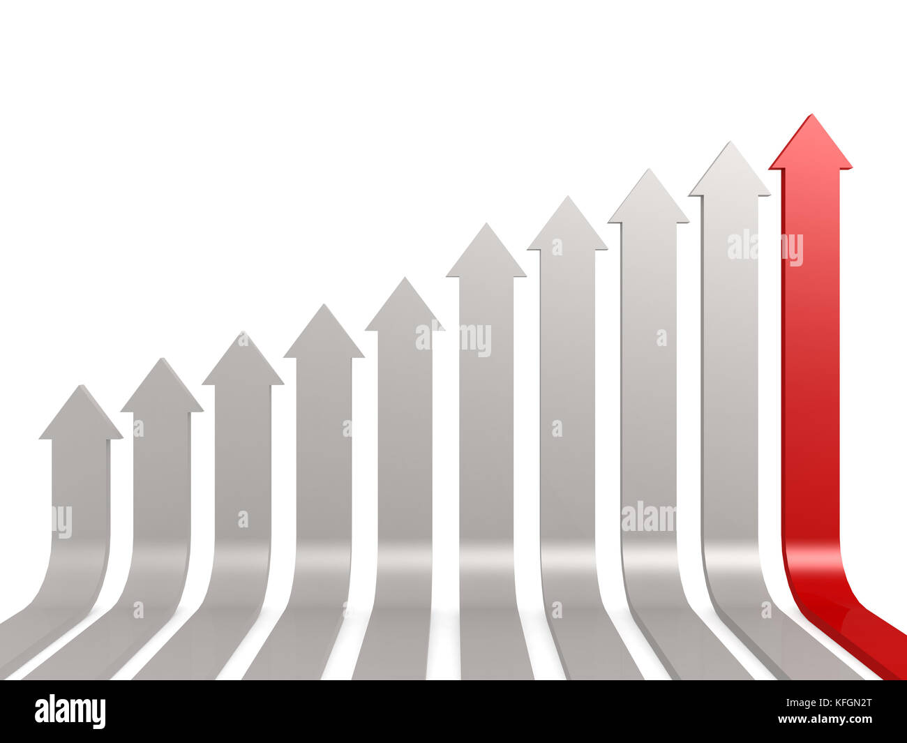 Red leading arrow in the middle, 3D rendering Stock Photo - Alamy