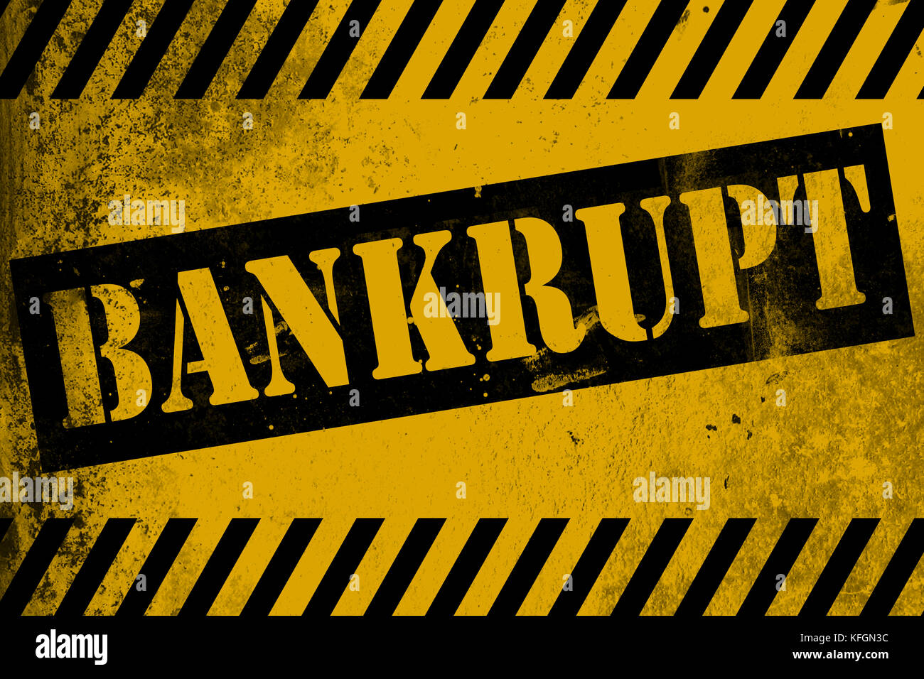 Bankrupt sign yellow with stripes, 3D rendering Stock Photo - Alamy