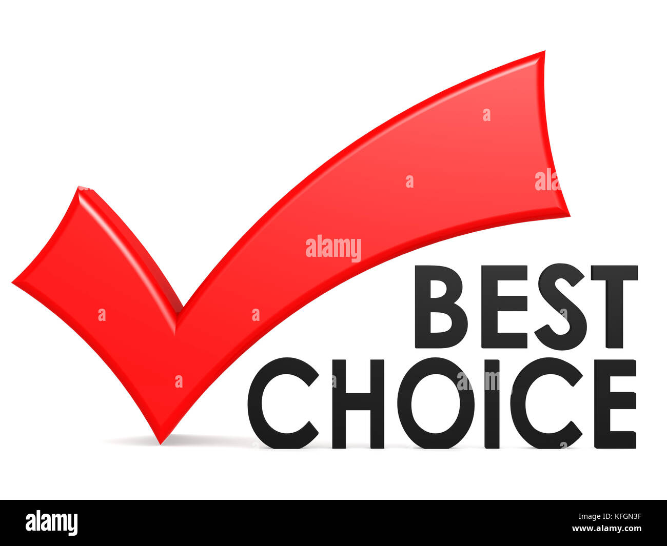 Best choice word with red check mark, 3D rendering Stock Photo - Alamy