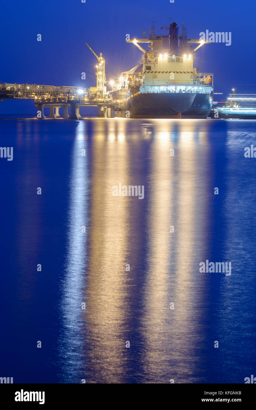 LNG carrier at the pier, night view, Sakhalin, Russia Stock Photo - Alamy