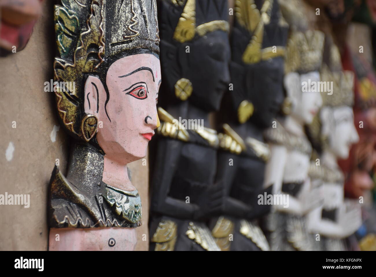 Traditional balinese wooden masks inside Tenganan Aga aboriginal ...
