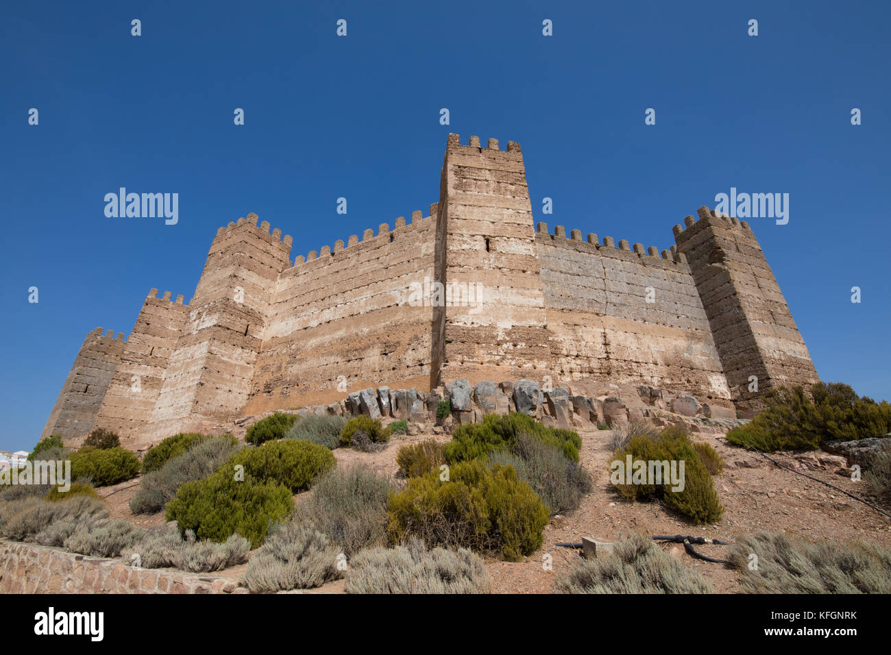 rampart of landmark ancient arab Castle of Burgalimar, from X century ...