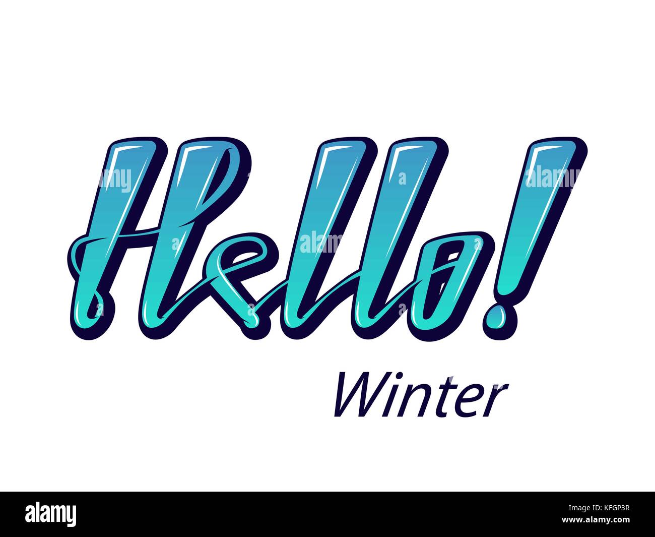 Hello winter lettering word isolated on white. Vector illustration ...