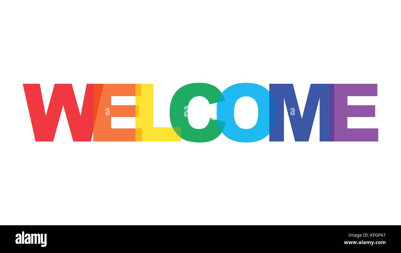 Welcome rainbow color text logo element. Vector illustration Stock ...