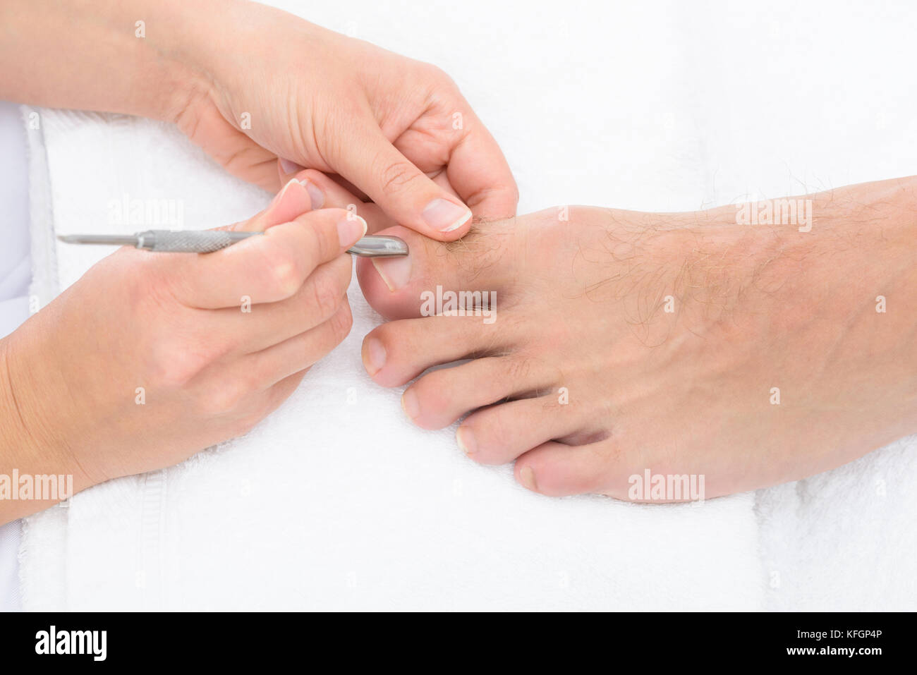 Close-up Of Manicurist Removing Cuticle From The Nails Of Feet Stock ...