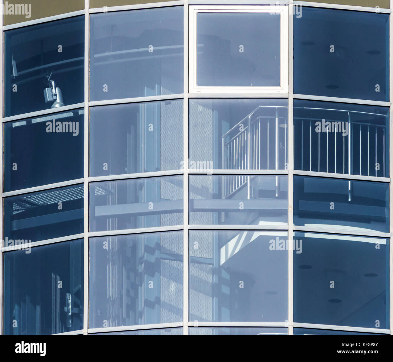 Office building of the University of Leipzig, Germany, blue colored ...