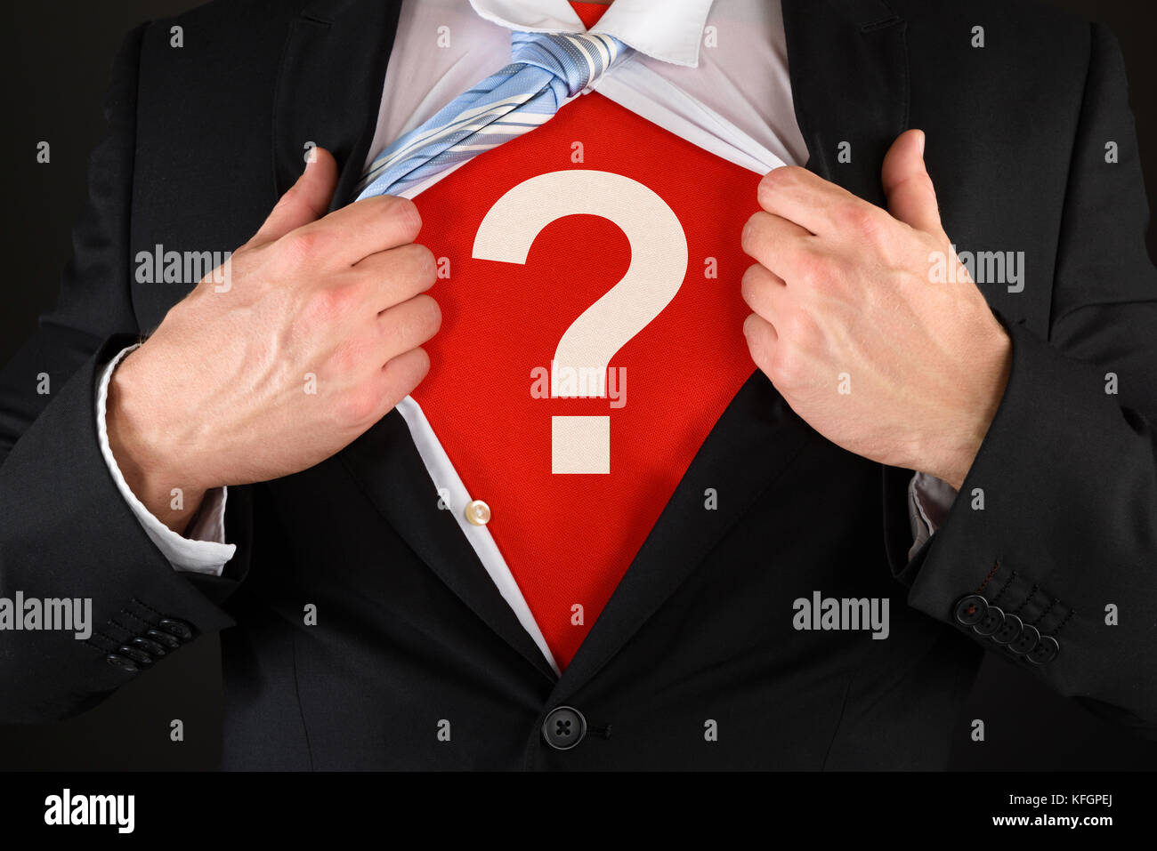 Close-up Of A Businessman Showing Question Mark Symbol Under His Suit ...