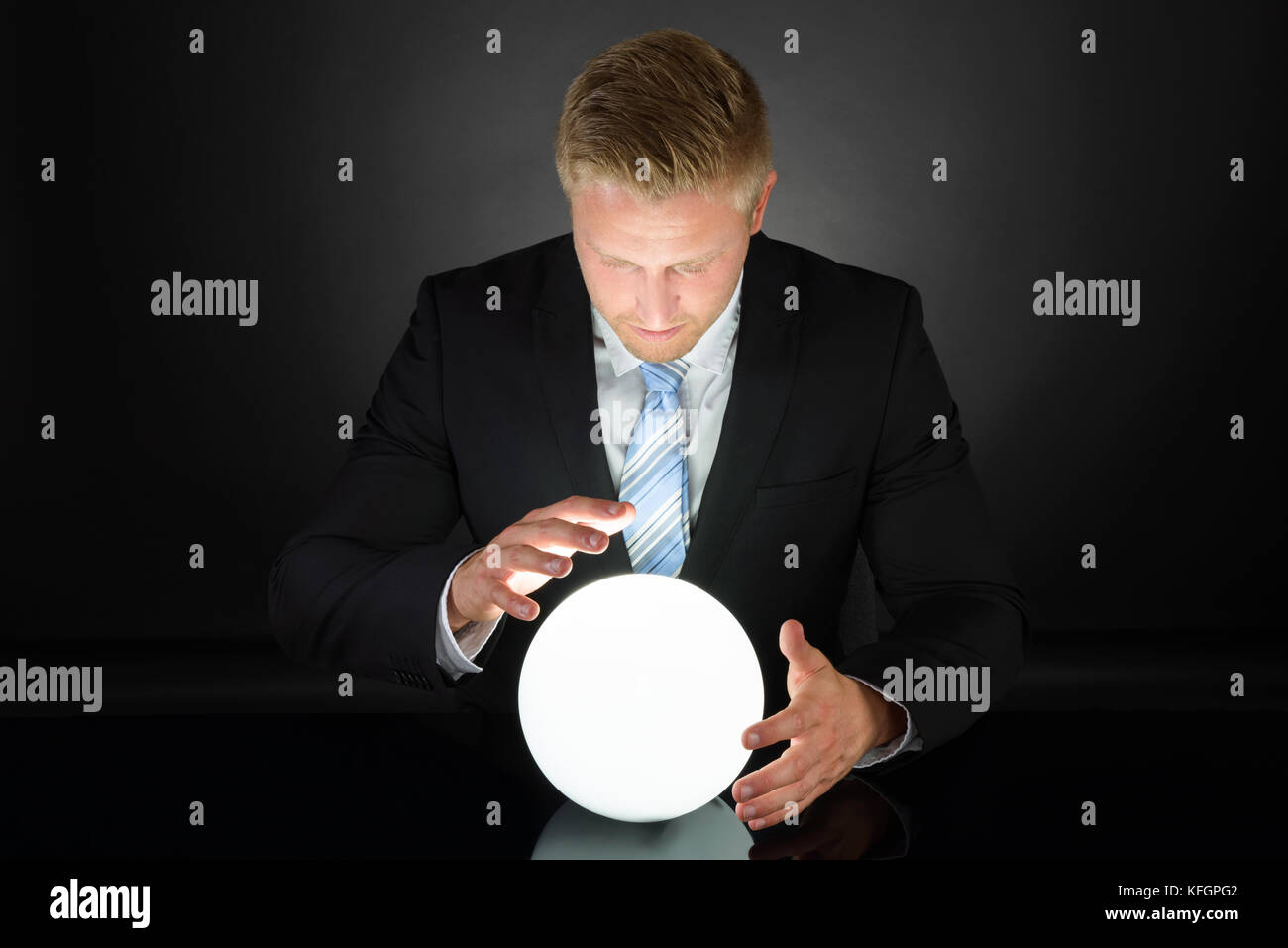 Man Fortune Teller And Crystal Ball High Resolution Stock Photography ...