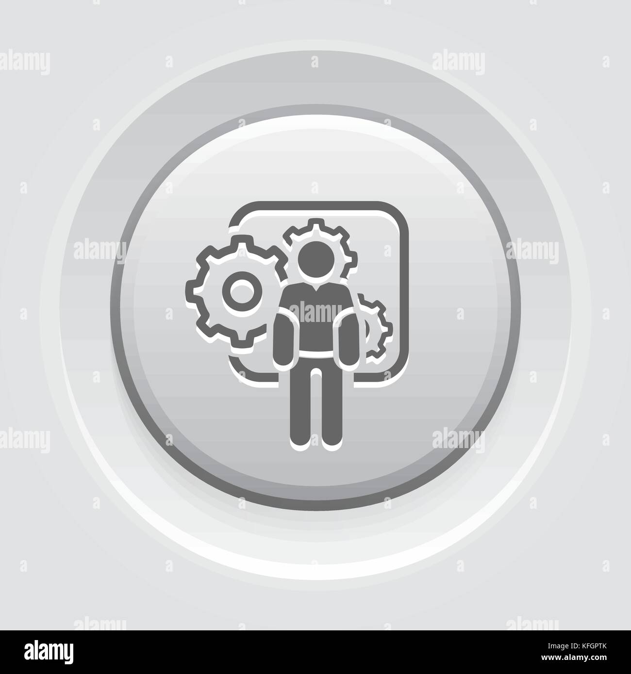 Mechanical Engineering Icon. Man and Gears. Development Symbol Stock ...