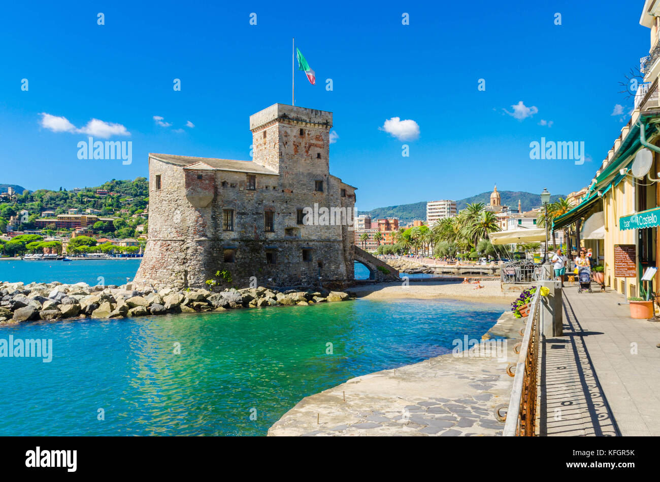 Castello di Rapallo built around 1550 as a defence against the Turks. Rapallo Italy 2017 Stock ...