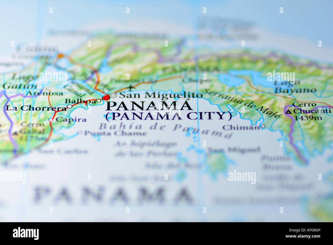 Close up of a Map of Panama Stock Photo - Alamy