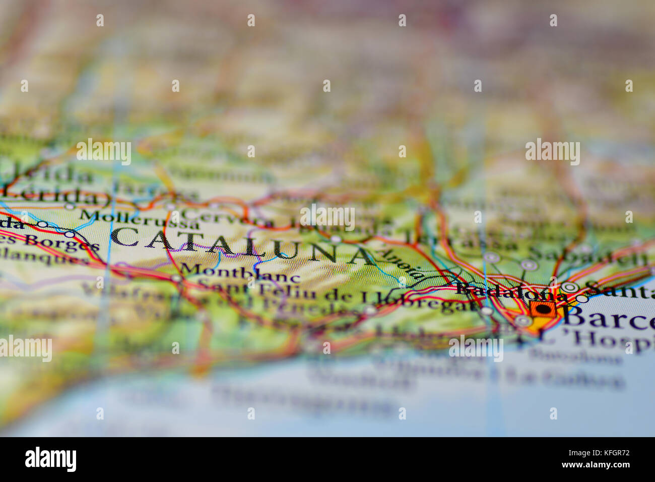 Close up of a Map of Catalonia Stock Photo - Alamy