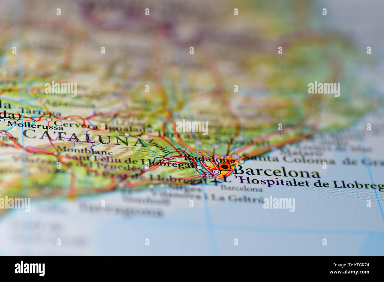 Close up of a Map of Catalonia Stock Photo - Alamy