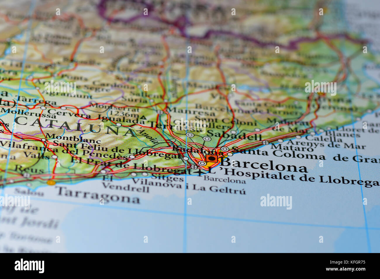 Close up of a Map of Catalonia Stock Photo - Alamy