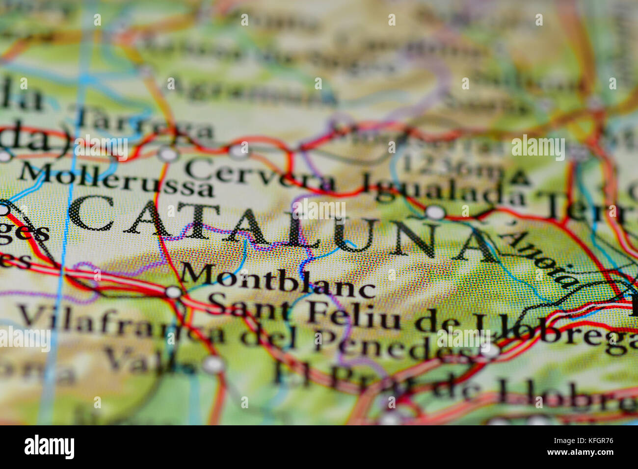 Close up of a Map of Catalonia Stock Photo - Alamy