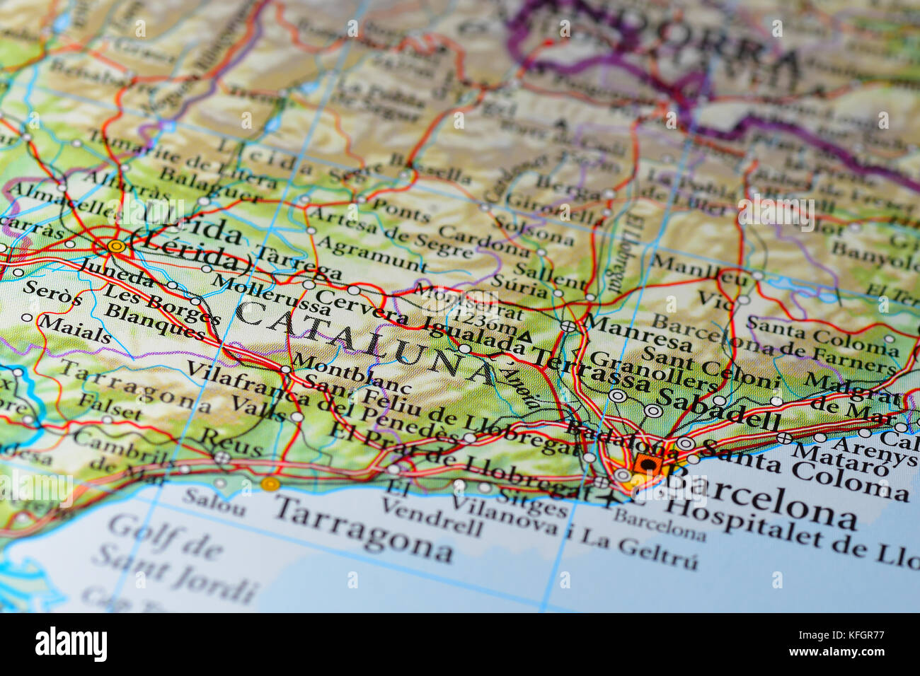 Close up of a Map of Catalonia Stock Photo - Alamy