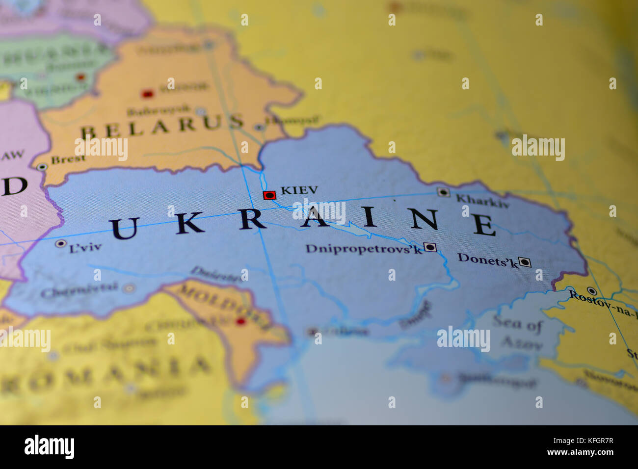 Close up of a Map of Ukraine Stock Photo - Alamy