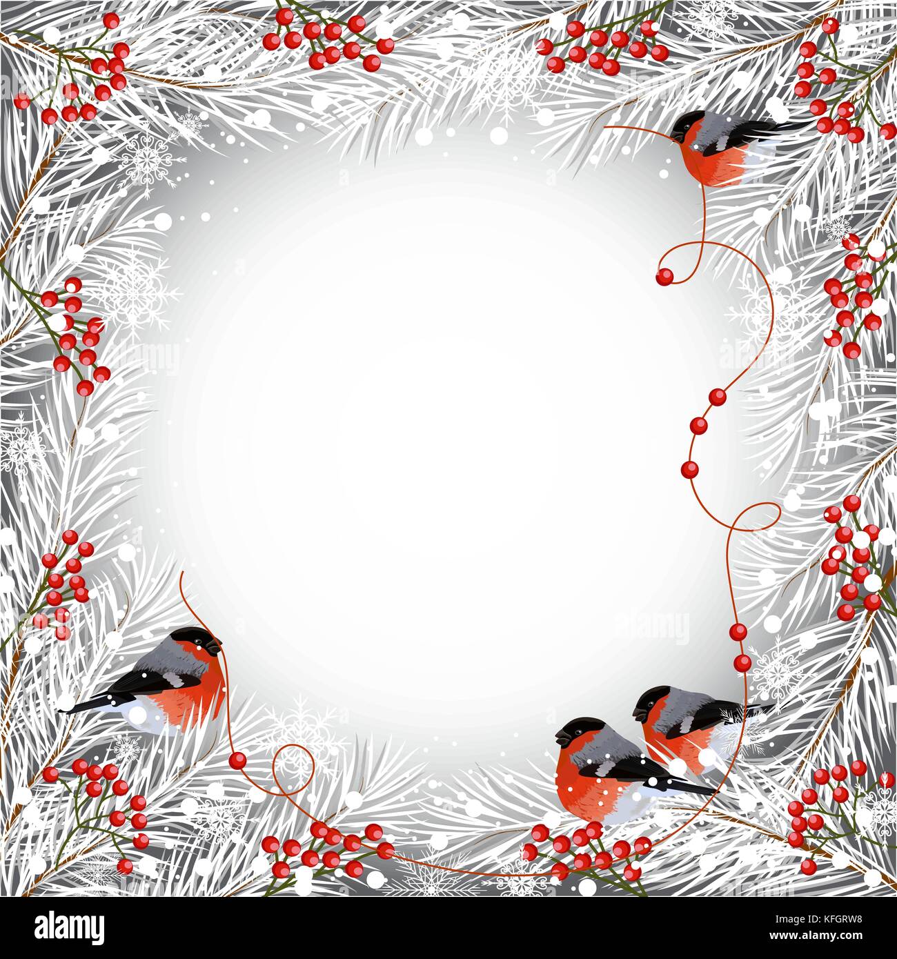 Winter frame with bullfinches Stock Vector Image & Art - Alamy