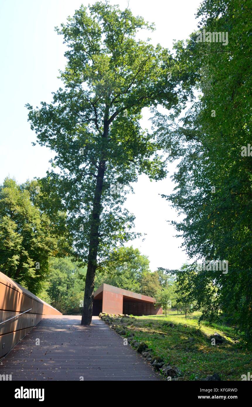 Iron corridor at the exterior of the pavilion of the athletics track ...