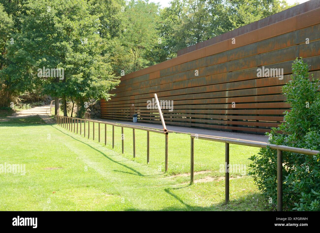 Metal facade of the pavilion of the athletics track, designed by RCR ...
