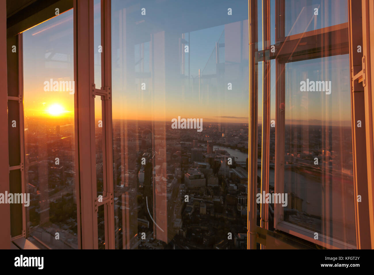 People at The Shard viewing platform at sunset in London Stock Photo ...