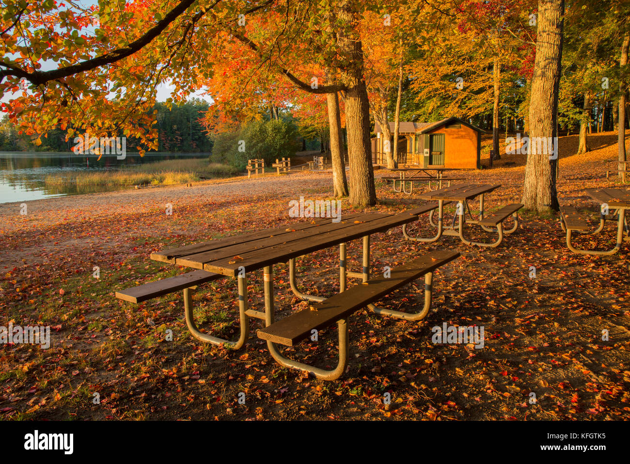 Fall foliage at Kingston State Park in Kingston, New Hampshire ...