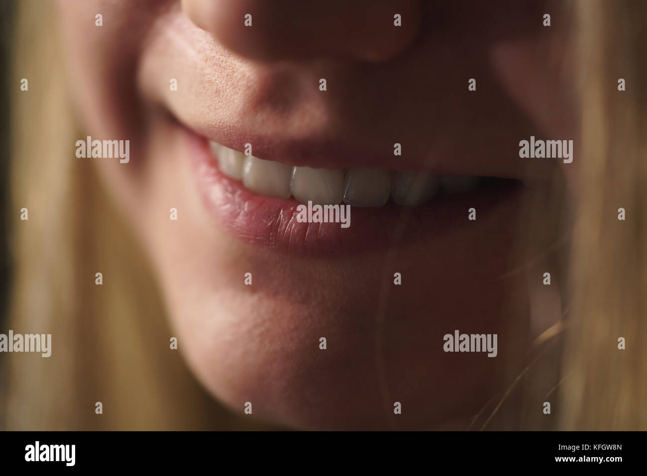 closeup shot of female teen smile, shallow focus Stock Photo - Alamy