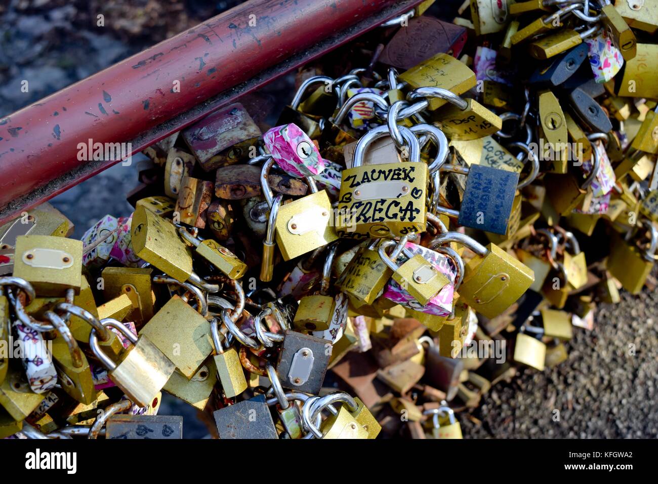 many love padlock on bridge symbol of eternity love Stock Photo - Alamy
