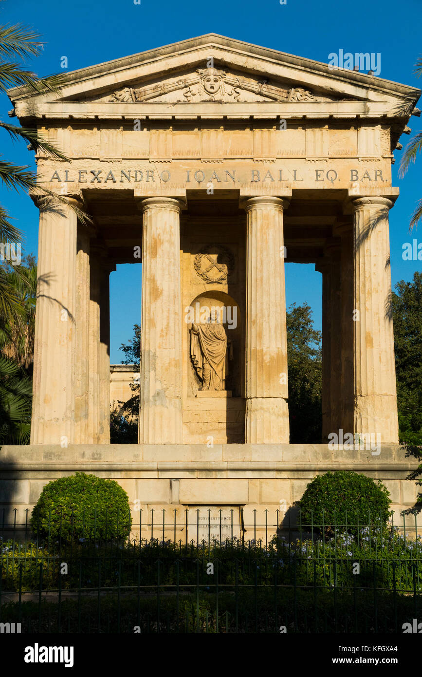 Monument to Sir Alexander Ball in the Lower Barrakka Gardens in ...