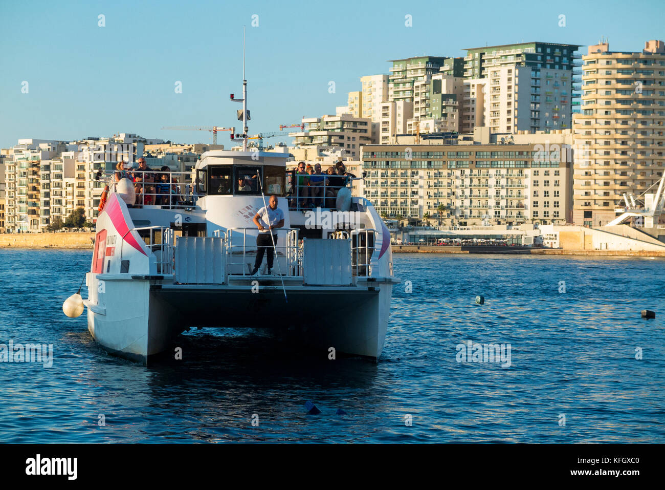 The Valletta / Sliema passenger Ferry ' Top Cat One ' with the Sliema ...