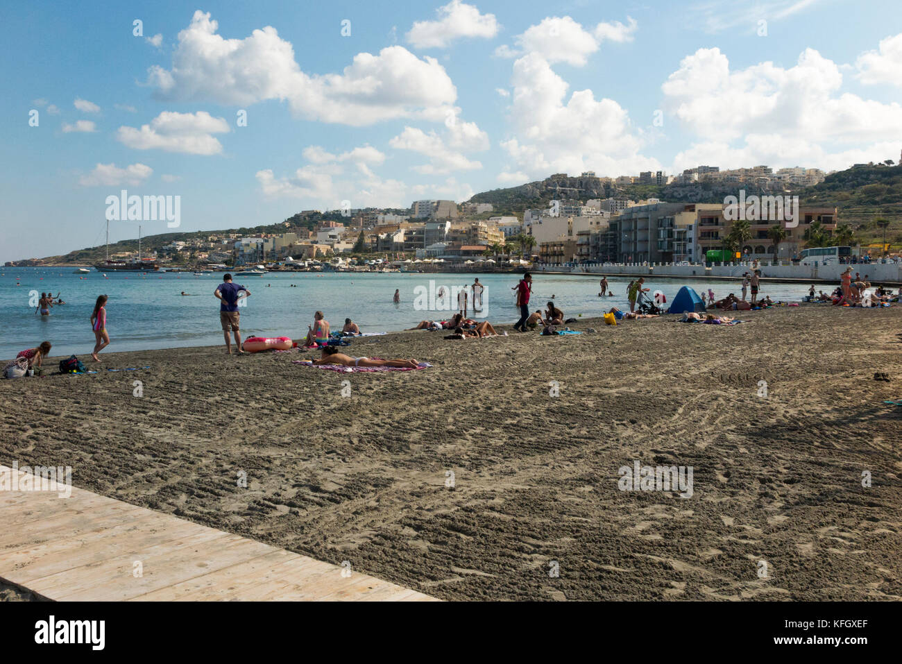 Mellieha bay sandy beach / beaches on the north coast of the main ...