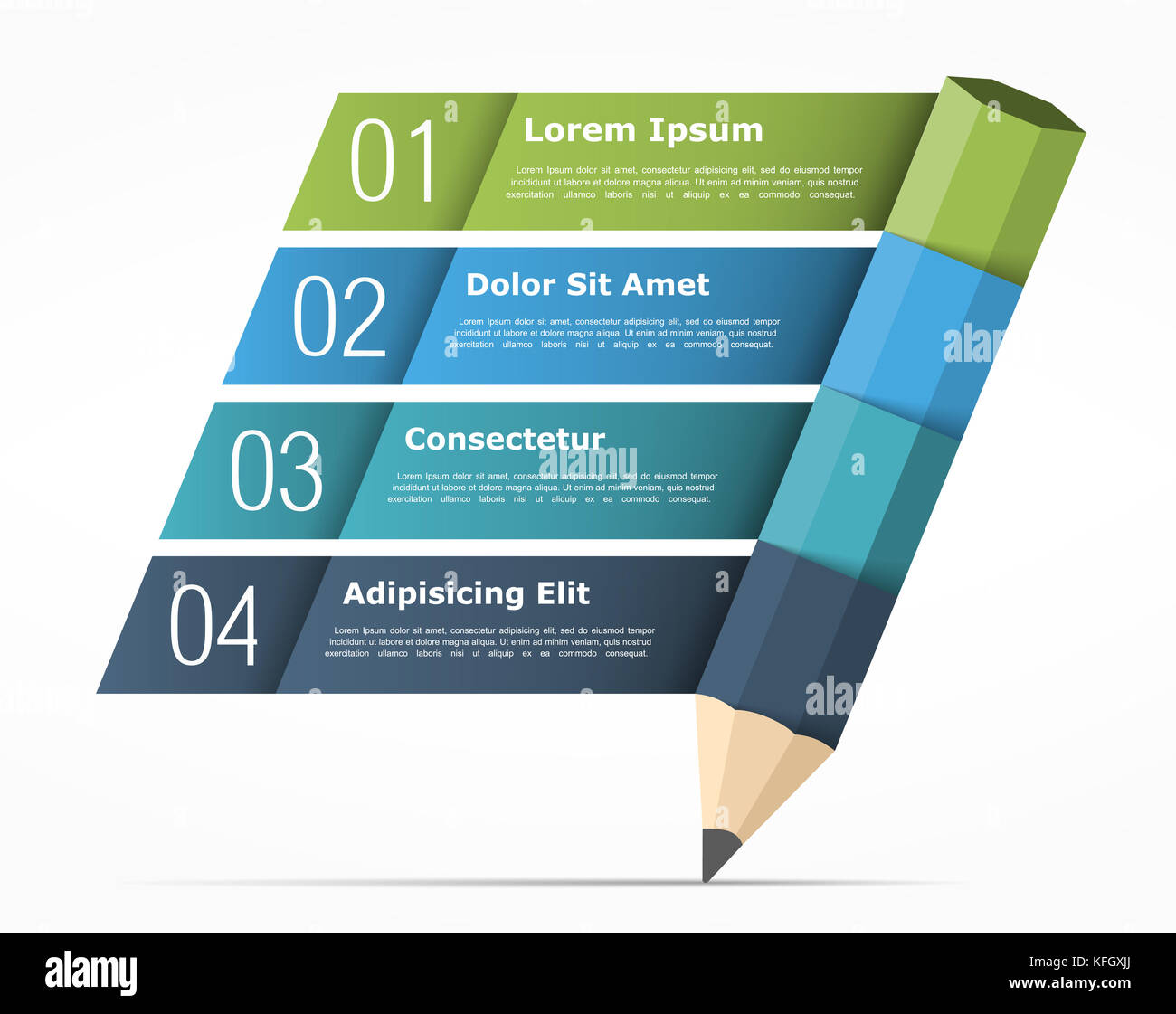 Infographic template with pencil and four elements for text, education ...