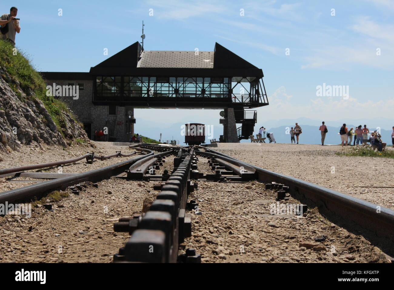 Steam locomotive of a vintage cogwheel railway going to Schafberg ...