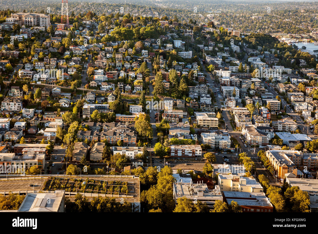 WA14155-00...WASHINGTON - View of Seattle's Queen Ann neighborhood from ...