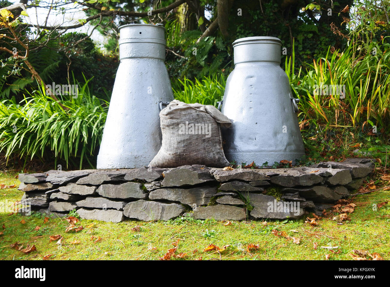 Milk Churns at Molly Gallivans Tourist Centre, Bonane, Kenmare, County ...