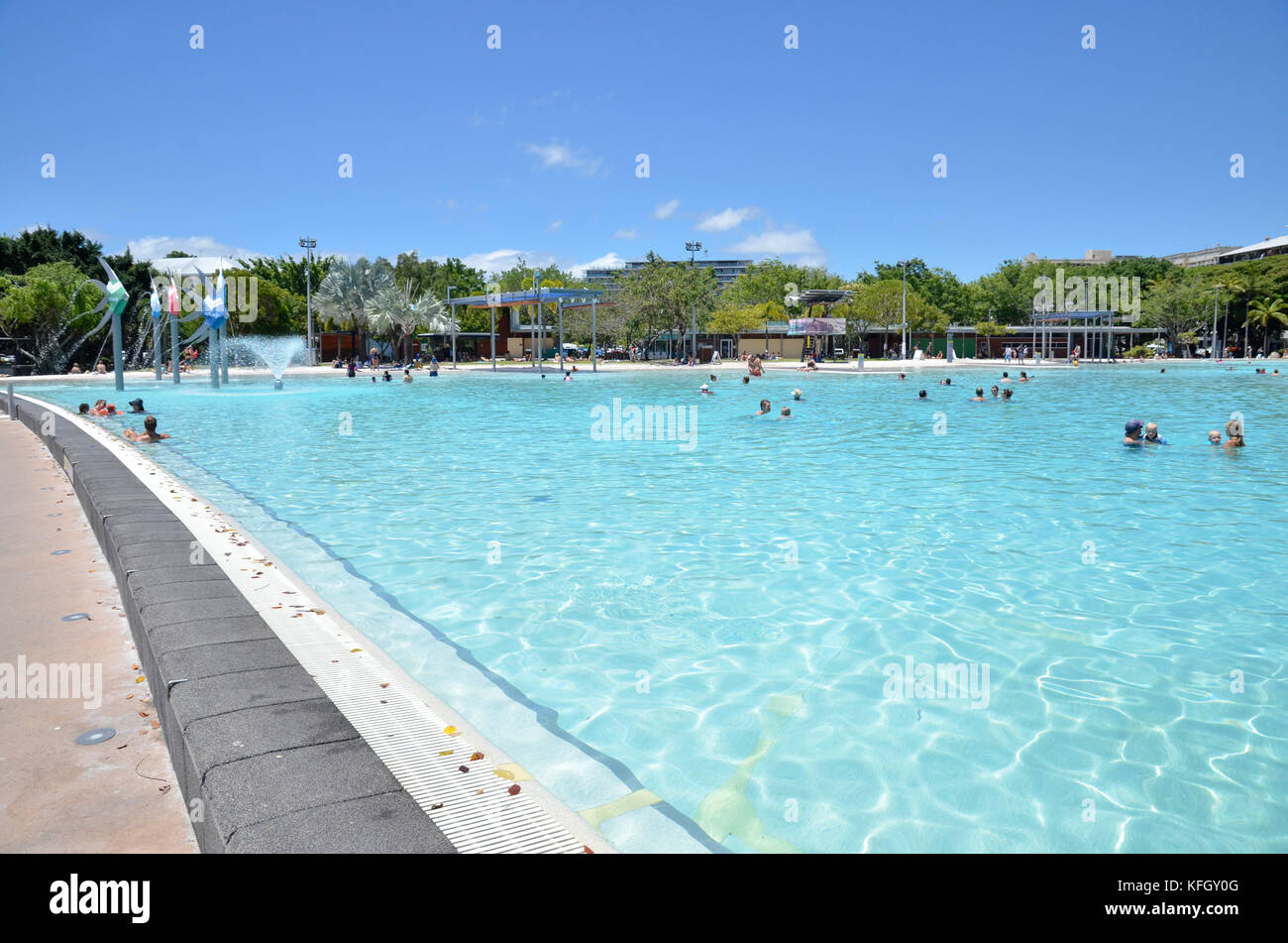 The swimming lagoon at the esplanade in Cairns, Queensland, Australia ...