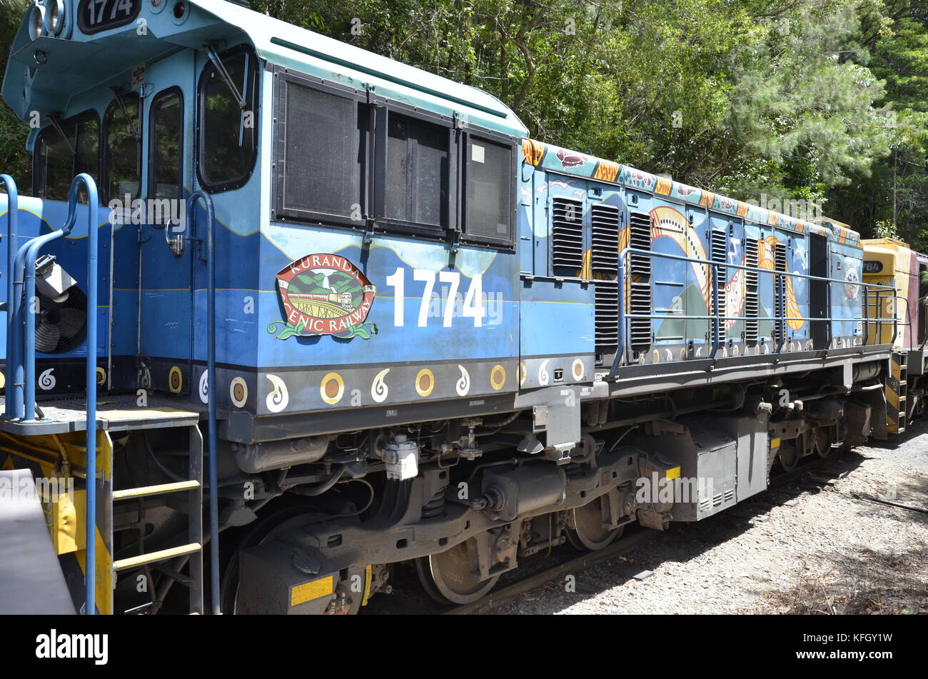 A locomotive on the Kuranda Scenic Railway. Built between 1886 and 1891 ...