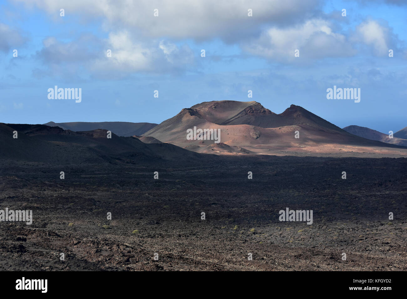 Timanfaya volcanic national park on Lanzarote canary island in Spain ...
