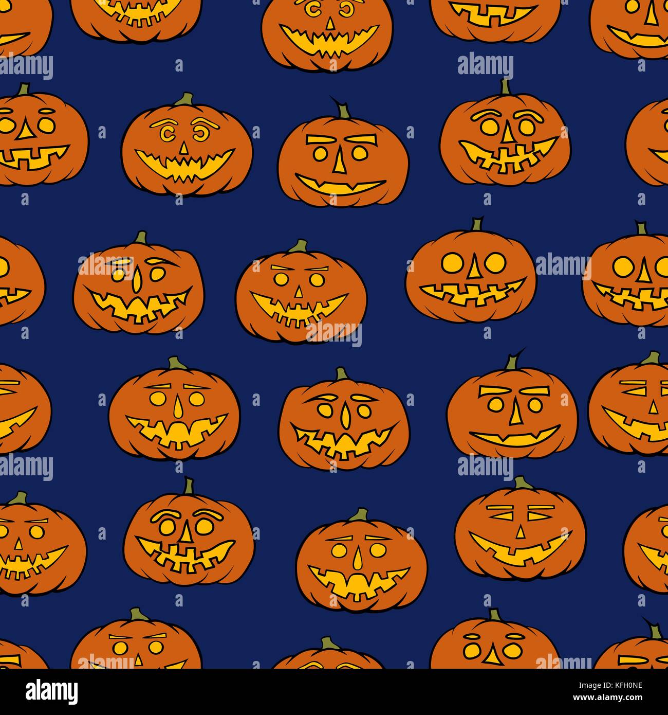 hand drawn jack-o-lantern seamless pattern - halloween background Stock ...