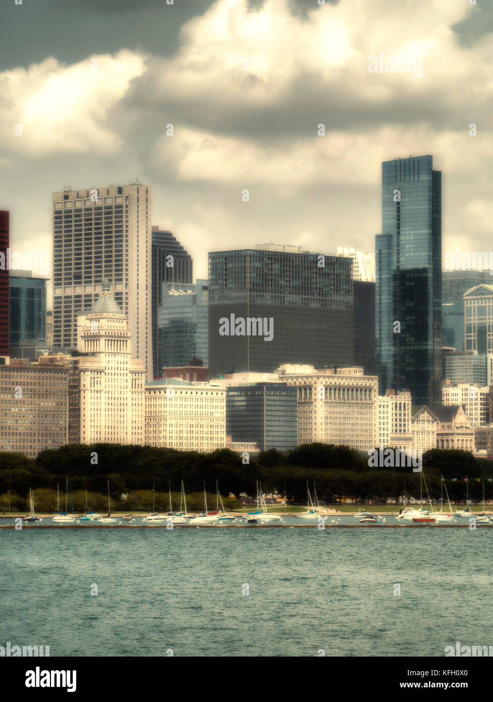 Chicago Skyline Buildings - Sepia Glow Artistic Effect - Chicago ...
