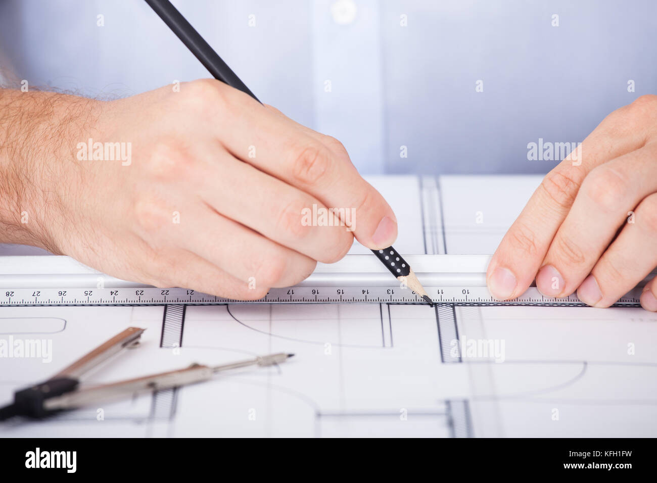 Architect blueprints desk hi-res stock photography and images - Alamy