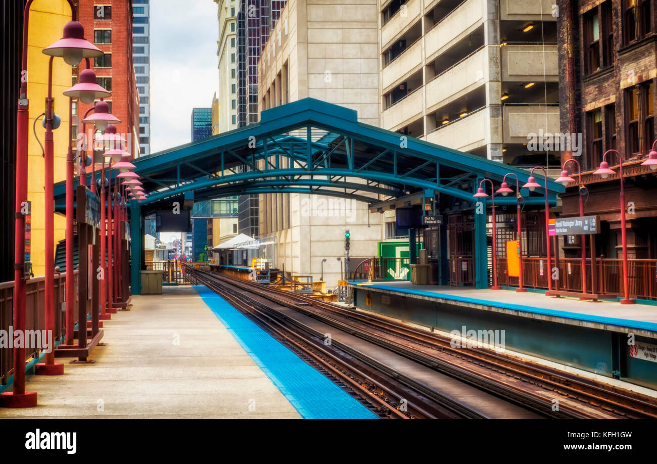 Metro station surrounded by buildings at The Loop - Warm Sunset ...