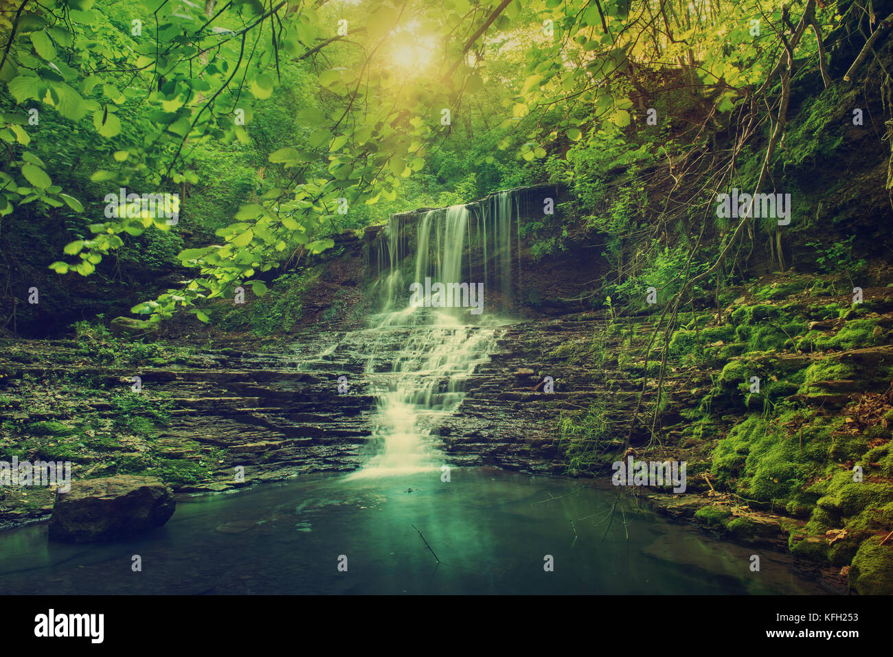 High mountain waterfall Stock Photo - Alamy