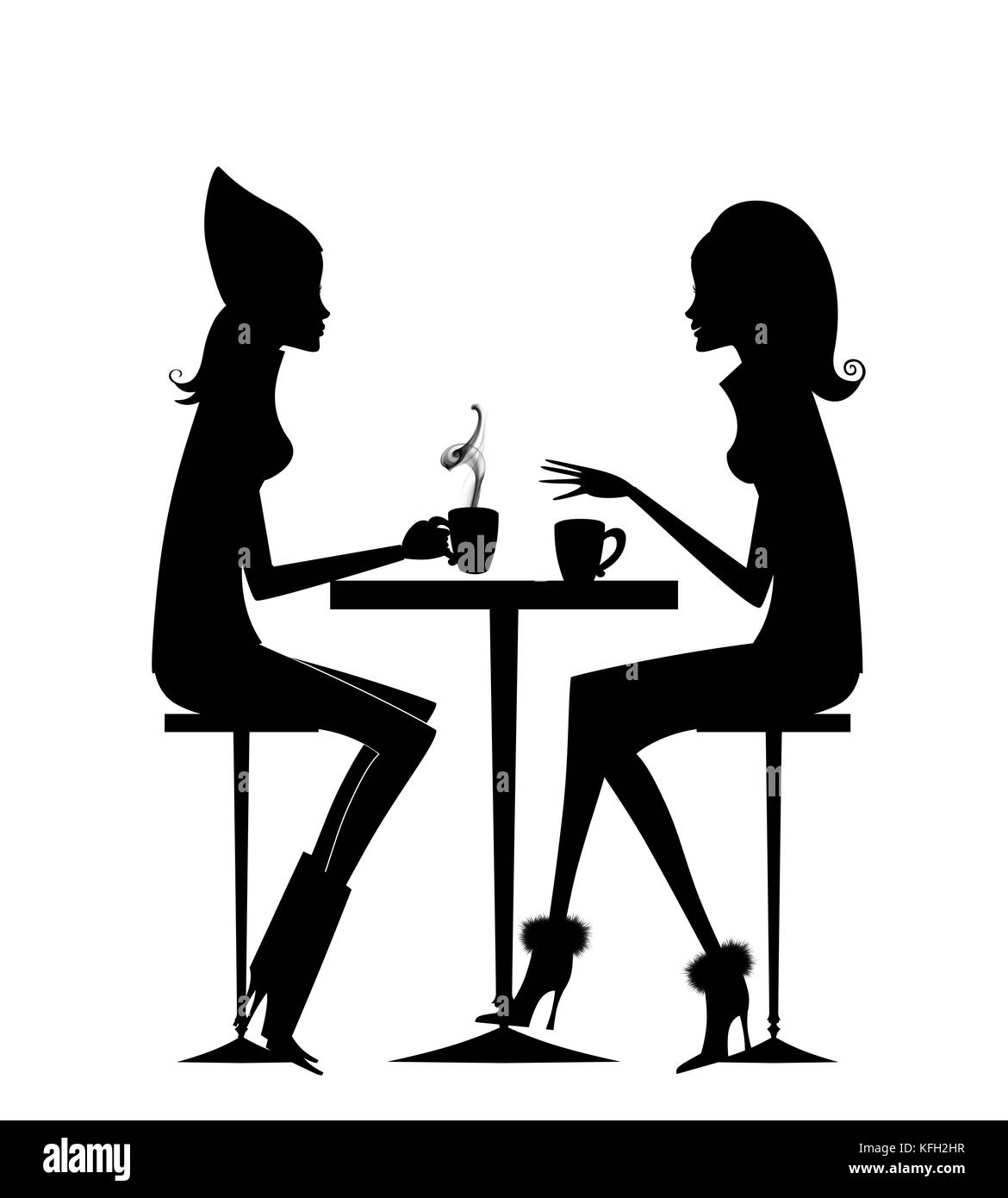 Silhouette Of Women Talking