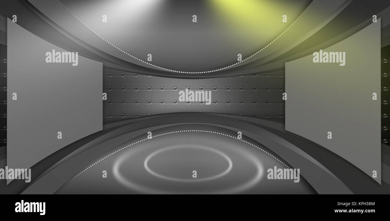 Modern Digital Studio with Lighting on Empty Frames and Center Stage ...