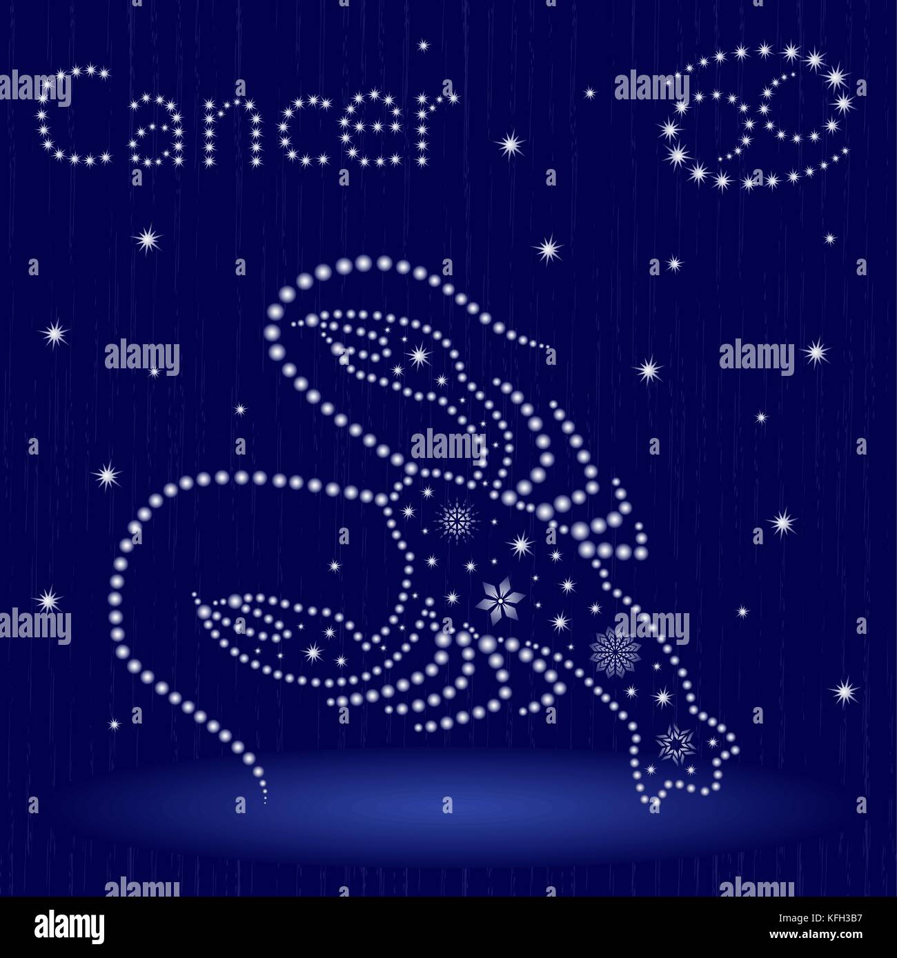 Zodiac Sign Cancer On A Blue Starry Sky Hand Drawn Vector Illustration