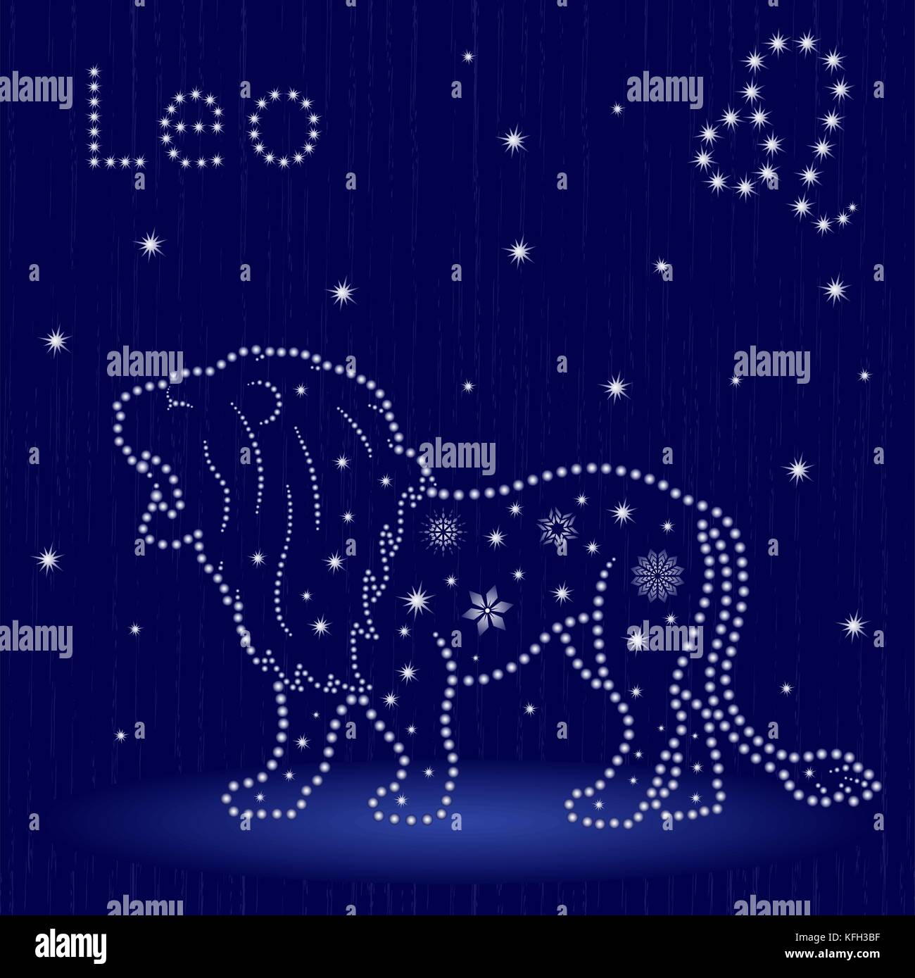 Zodiac sign Leo on a blue starry sky, hand drawn vector illustration in ...