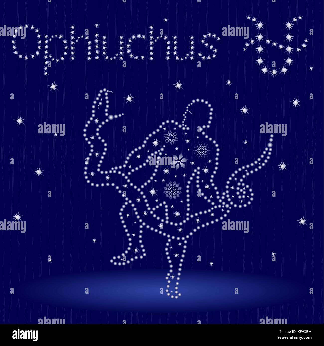 Alternative thirteenth Zodiac sign Ophiuchus on a blue starry sky, hand ...