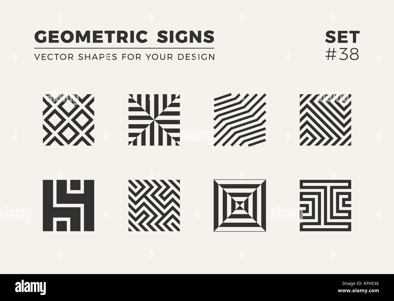 Set of eight minimalistic trendy shapes. Stylish vector logo emblems ...