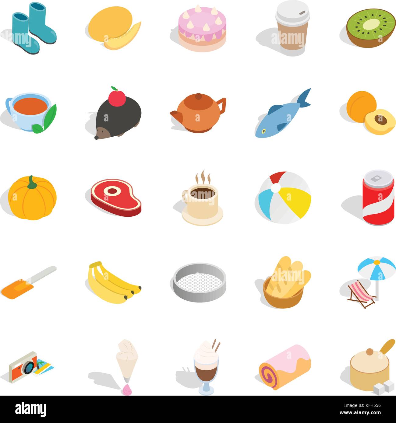 Creamy food icons set, isometric style Stock Vector Image & Art - Alamy